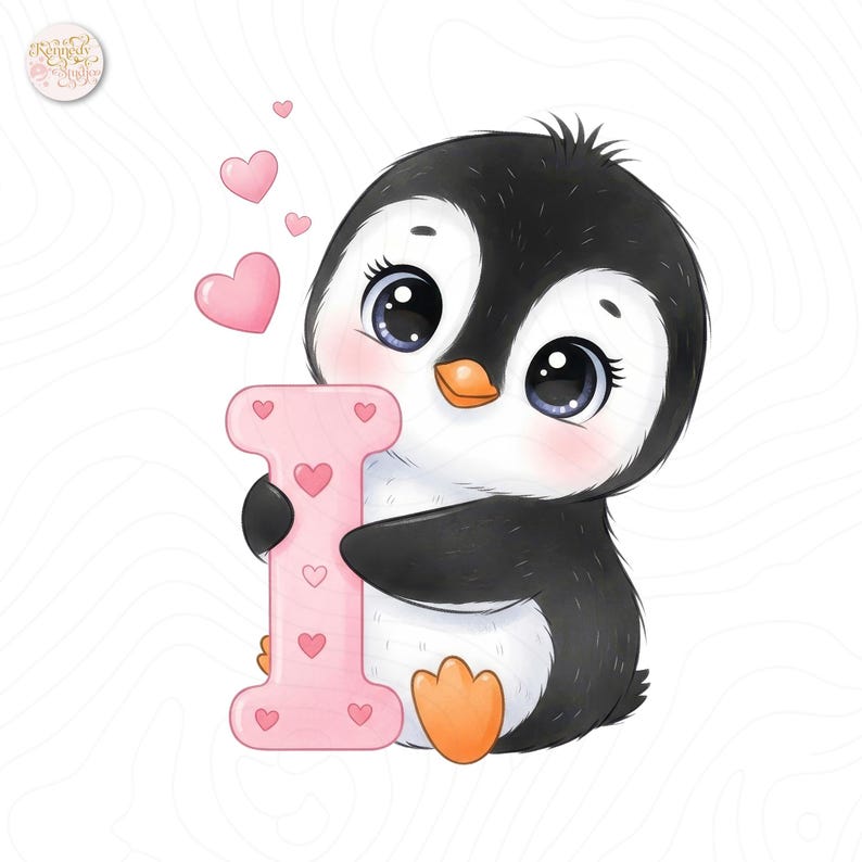 Valentine Penguins Alphabet PNG Clipart Doodle Letters Valentine Day ...
