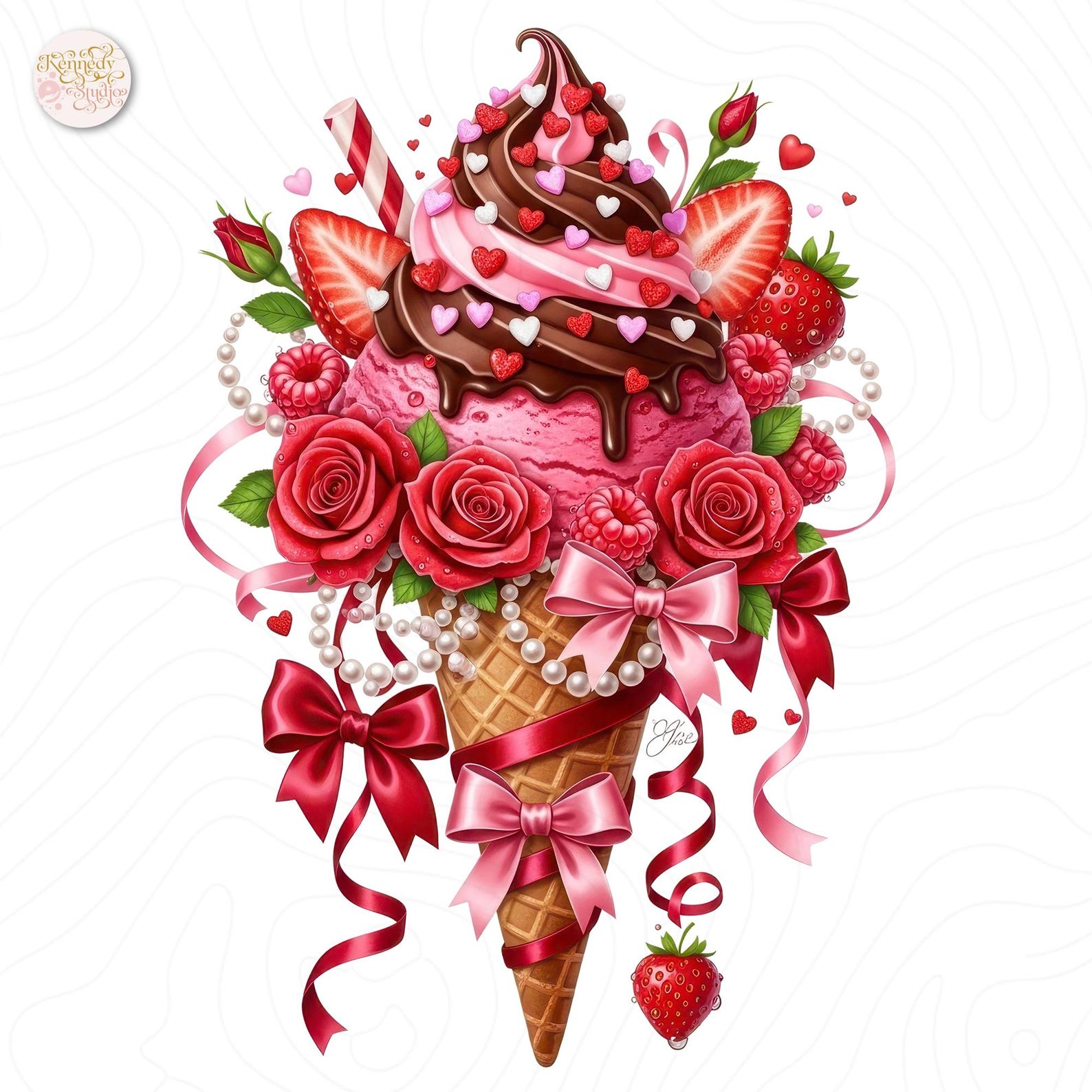 Valentine Love Ice Cream Cone PNG Clipart, Cute Heart Dessert ...