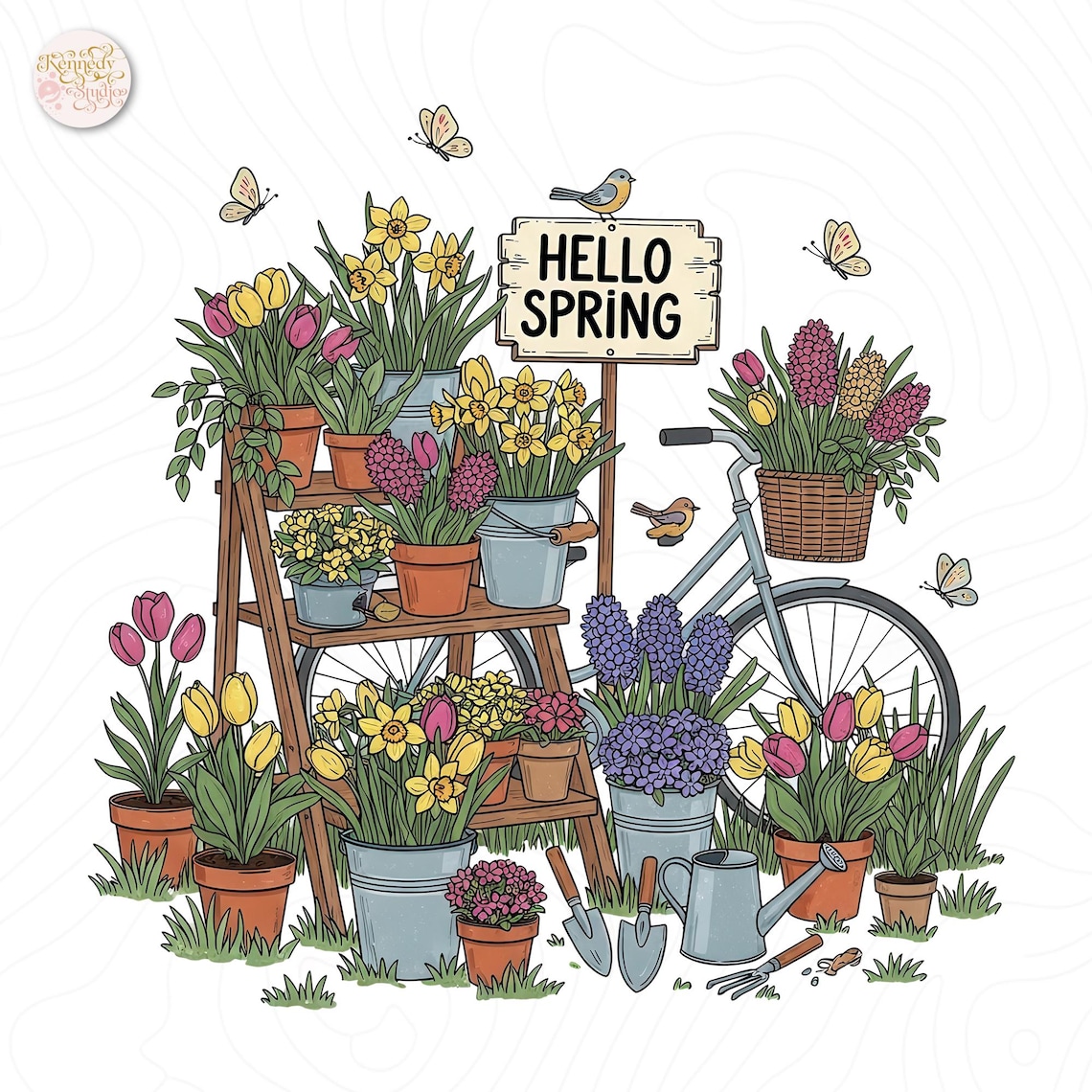 Spring Flower Garden PNG Clipart Watercolor Floral Spring Digital ...