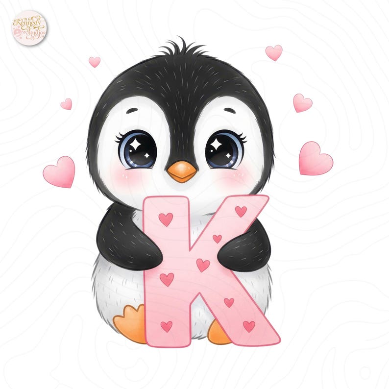 Valentine Penguins Alphabet PNG Clipart Doodle Letters Valentine Day ...