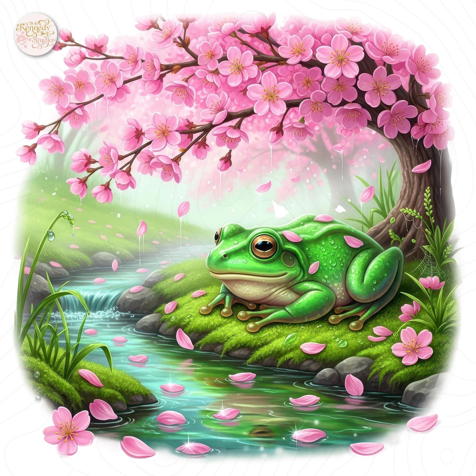 Froggy Spring Clipart PNG Cute Frog Illustration Spring Garden Kids ...