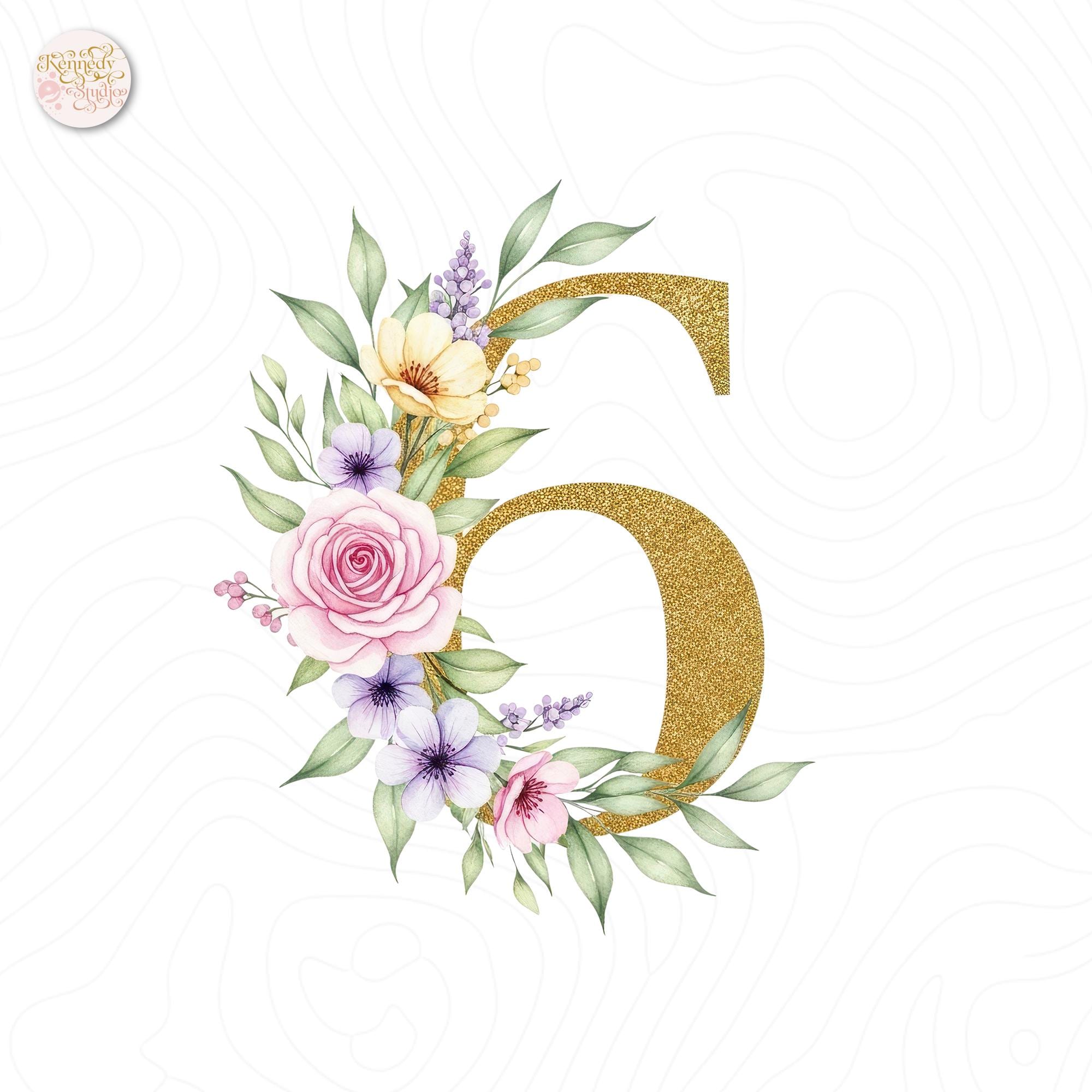 Floral Gold Alphabet PNG Clipart A-Z, Elegant Flower Letters, Wedding ...