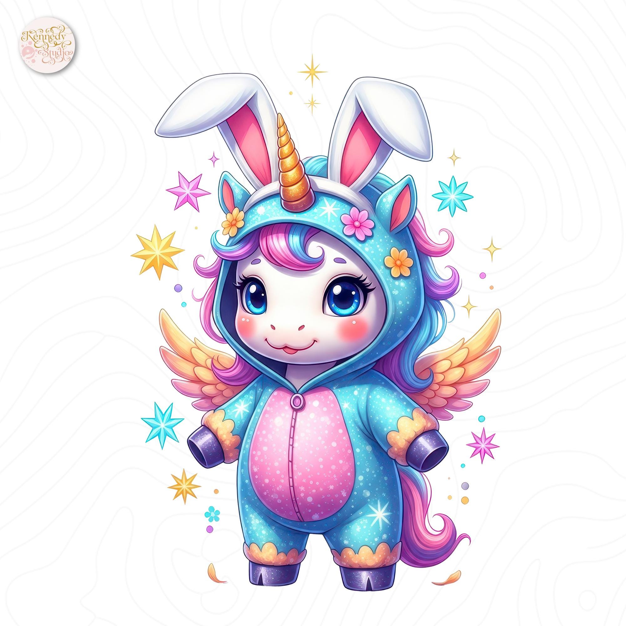 Easter Unicorn Clipart Bundle PNG, Pastel Spring Unicorns, Easter Egg ...