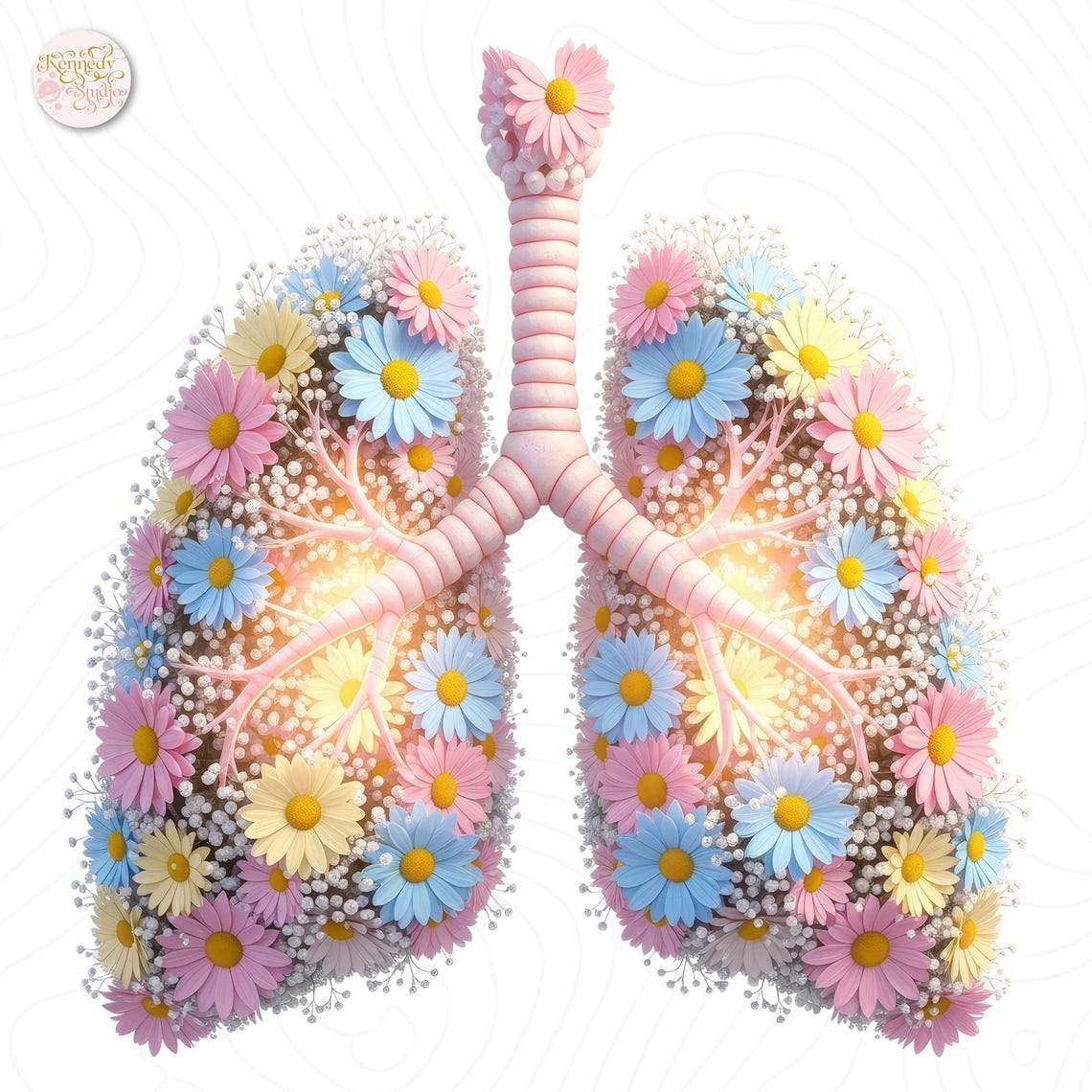 Floral Anatomical Lungs PNG Clipart, Watercolor Botanical Respiratory ...