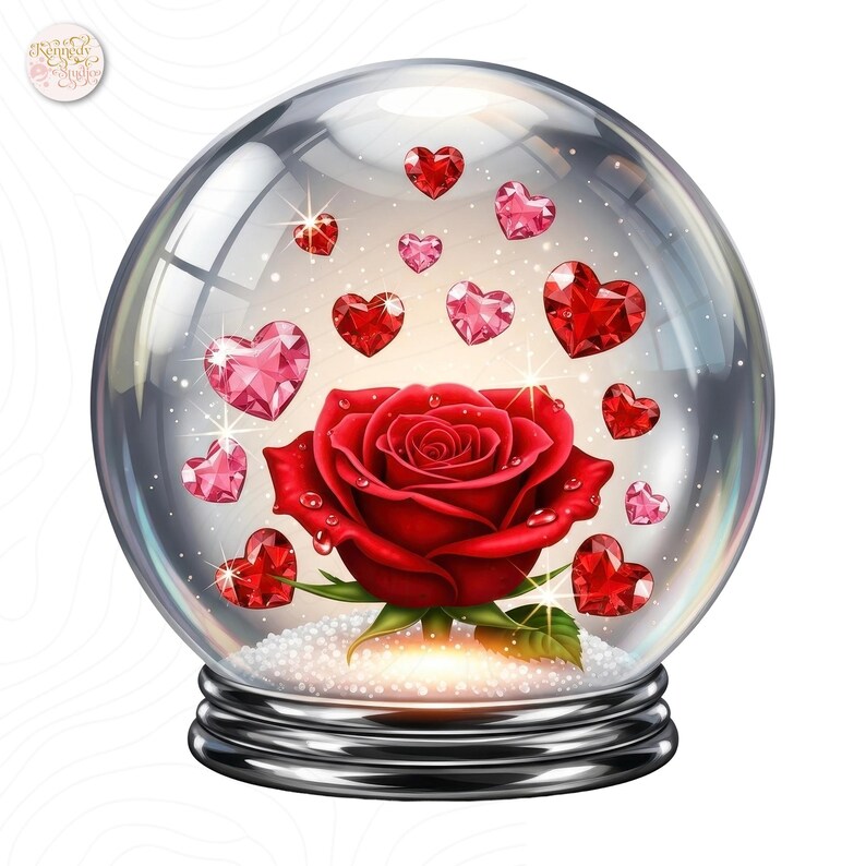 Valentine Snow Globe PNG Clipart Set, Romantic Love Watercolor ...