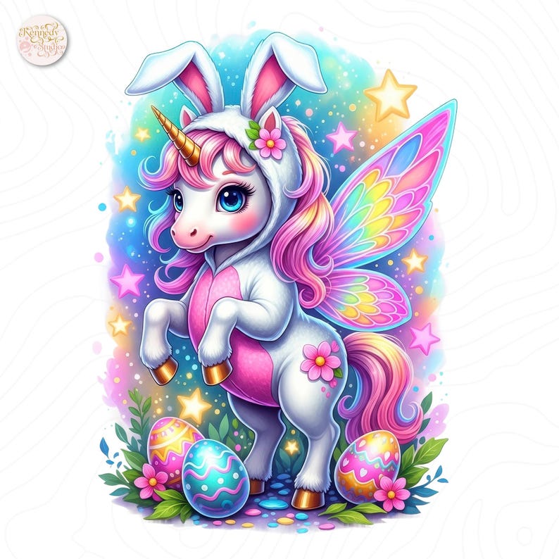 Easter Unicorn Clipart Bundle PNG, Pastel Spring Unicorns, Easter Egg ...