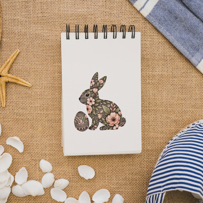Floral Easter Bunny PNG Clipart, Cute Spring Rabbit With Flowers ...