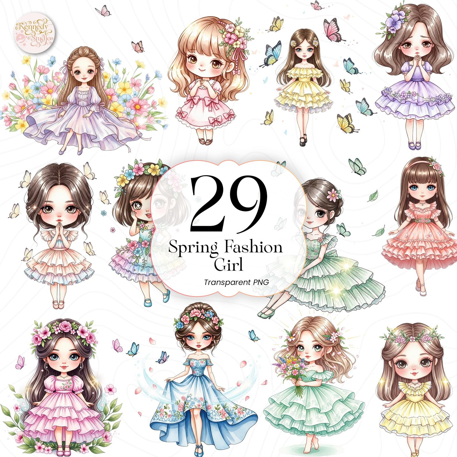 Spring Fashion Girl PNG Clipart Watercolor Outfit Spring Illustration ...