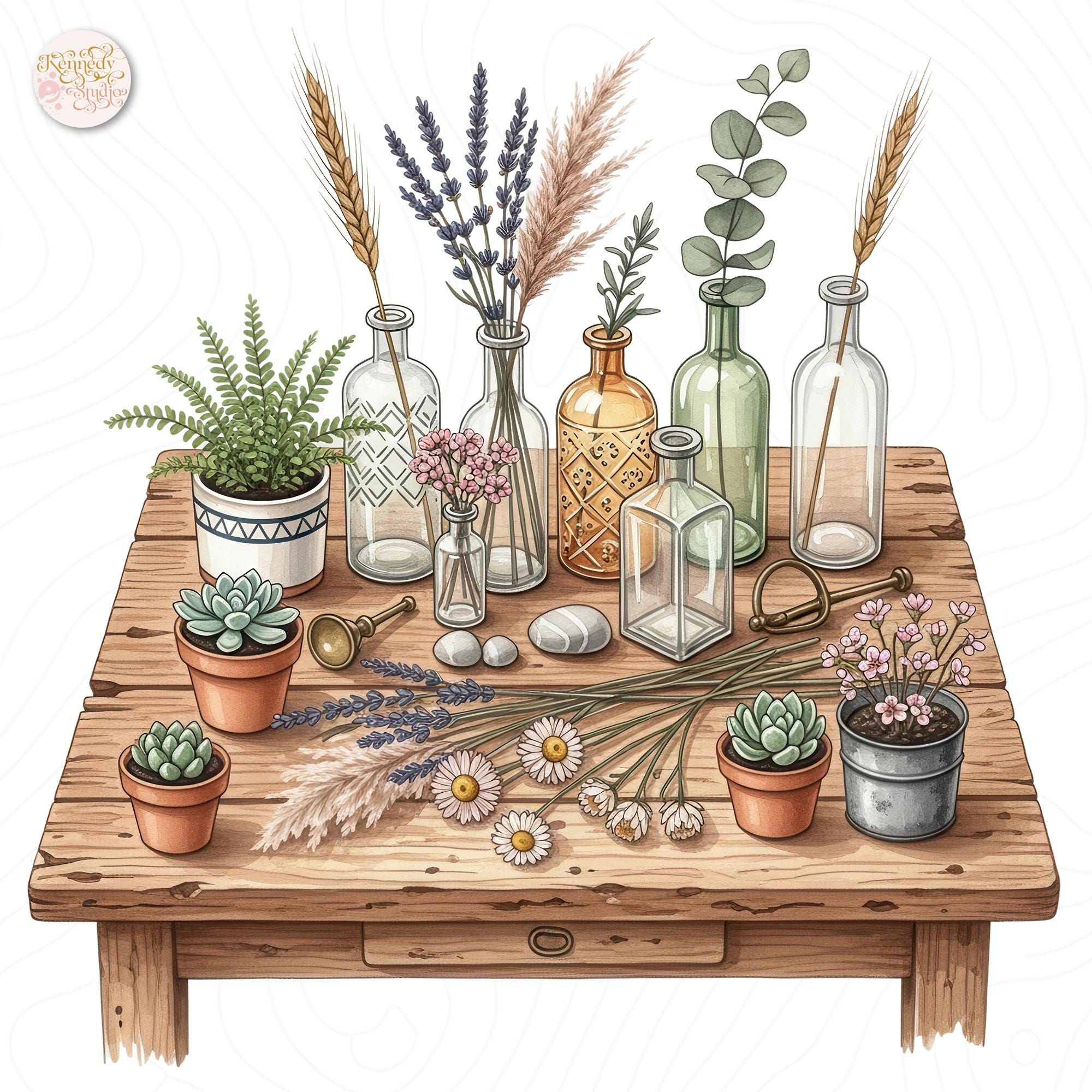 Boho Spring Floral PNG Clipart Soft Watercolor Flowers Spring ...