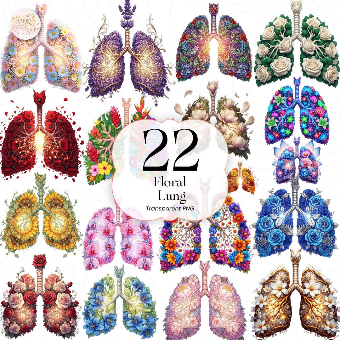 Floral Anatomical Lungs PNG Clipart, Watercolor Botanical Respiratory ...