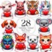 Valentine Animal PNG Clipart Cute Red Heart Banner Valentine’s Day Kids ...