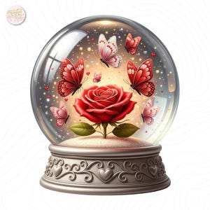 Valentine Snow Globe PNG Clipart Set, Romantic Love Watercolor ...