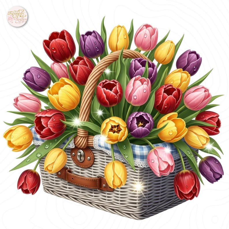 Spring Tulip PNG Clipart Bundle, Vibrant Floral Bouquet for Sublimation ...