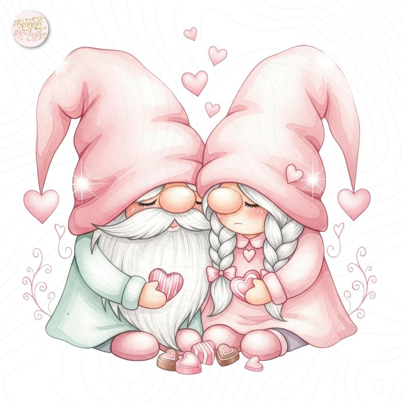 Pink Valentine Gnome PNG Clipart Cute Gnome in Love Illustration ...