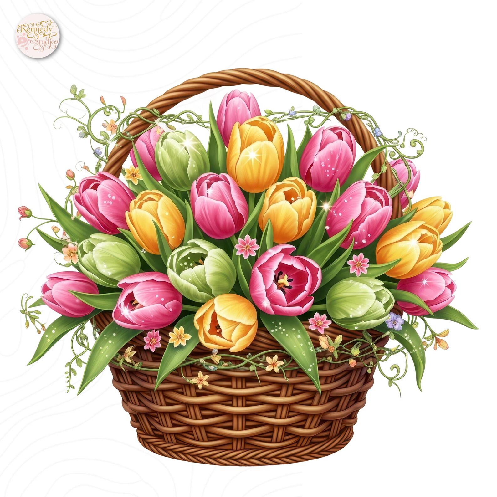 Spring Tulip PNG Clipart Bundle, Vibrant Floral Bouquet for Sublimation ...