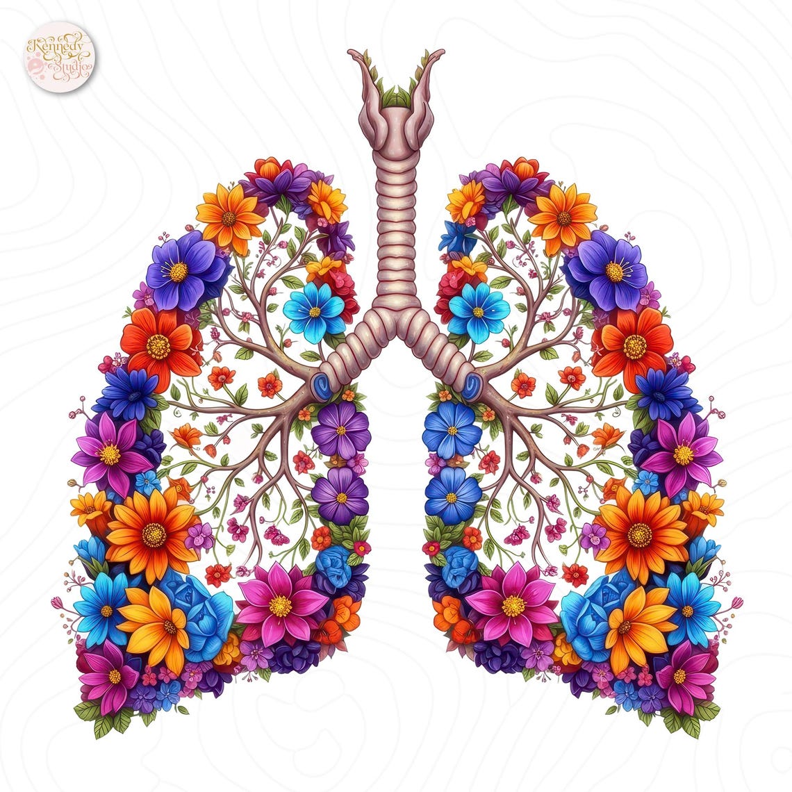Floral Anatomical Lungs PNG Clipart, Watercolor Botanical Respiratory ...