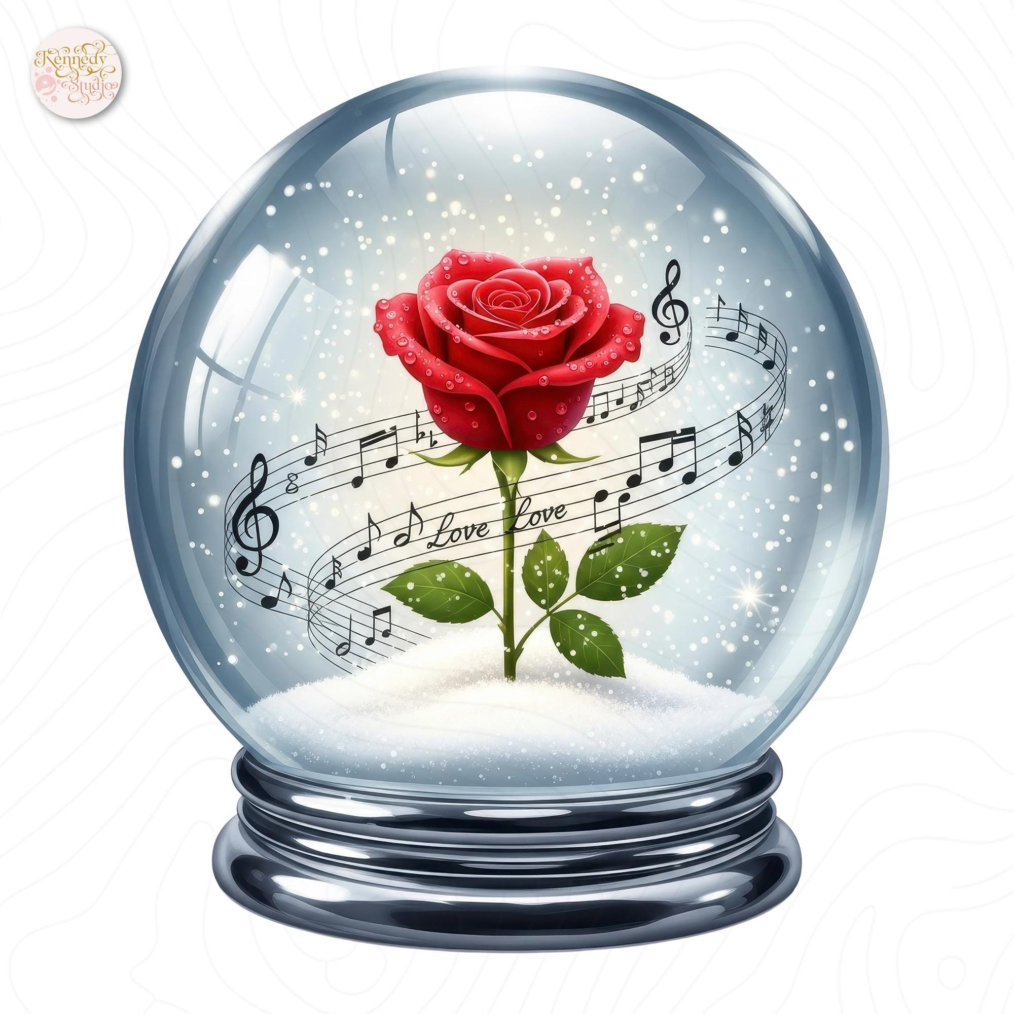 Valentine Snow Globe PNG Clipart Set, Romantic Love Watercolor ...