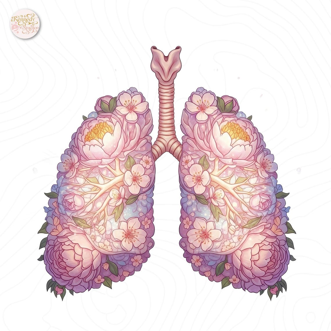 Floral Anatomical Lungs PNG Clipart, Watercolor Botanical Respiratory ...