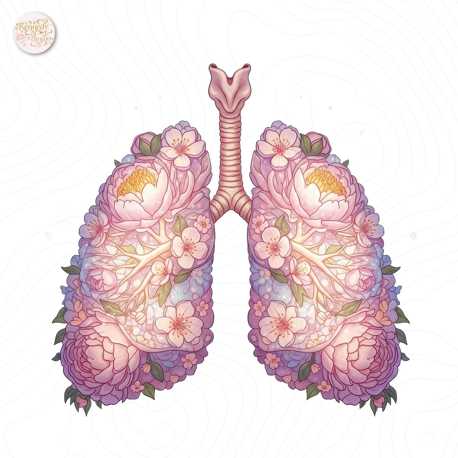 Floral Anatomical Lungs PNG Clipart, Watercolor Botanical Respiratory ...