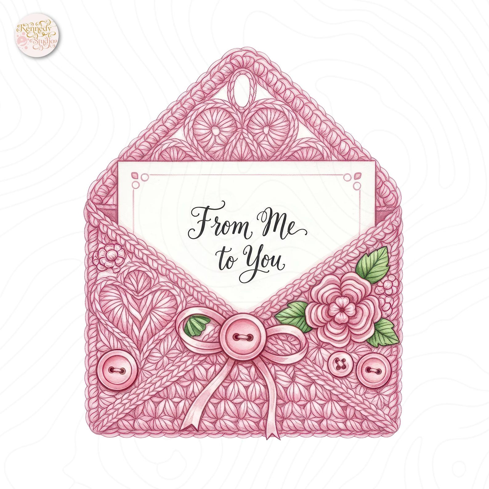 Pink Valentine Crochet Envelope PNG Clipart Handmade Love Letter ...