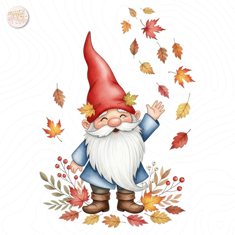 Fall Gnome Clipart PNG Bundle, Watercolor Autumn Pumpkin Thanksgiving ...