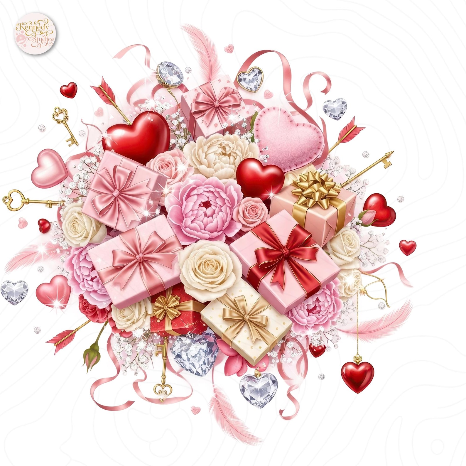 Pink Pastel Valentine PNG Clipart Bundle Cute Hearts Love Illustration ...