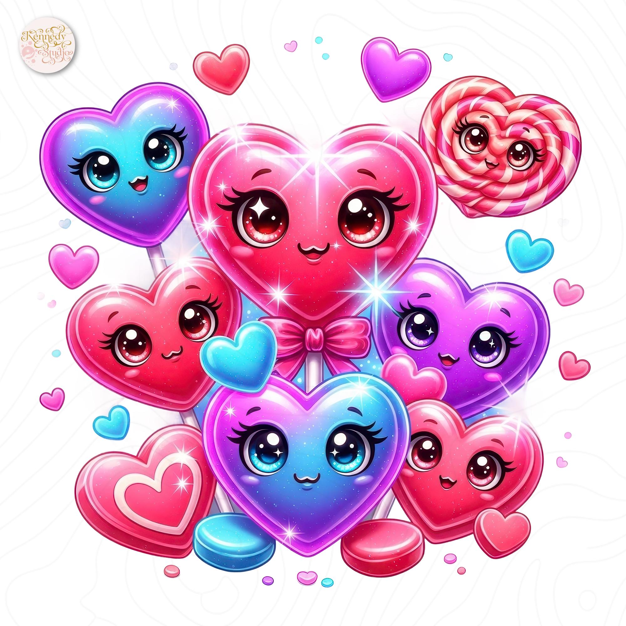 Kawaii Valentine Love PNG Clipart – Cute Hearts Illustration ...