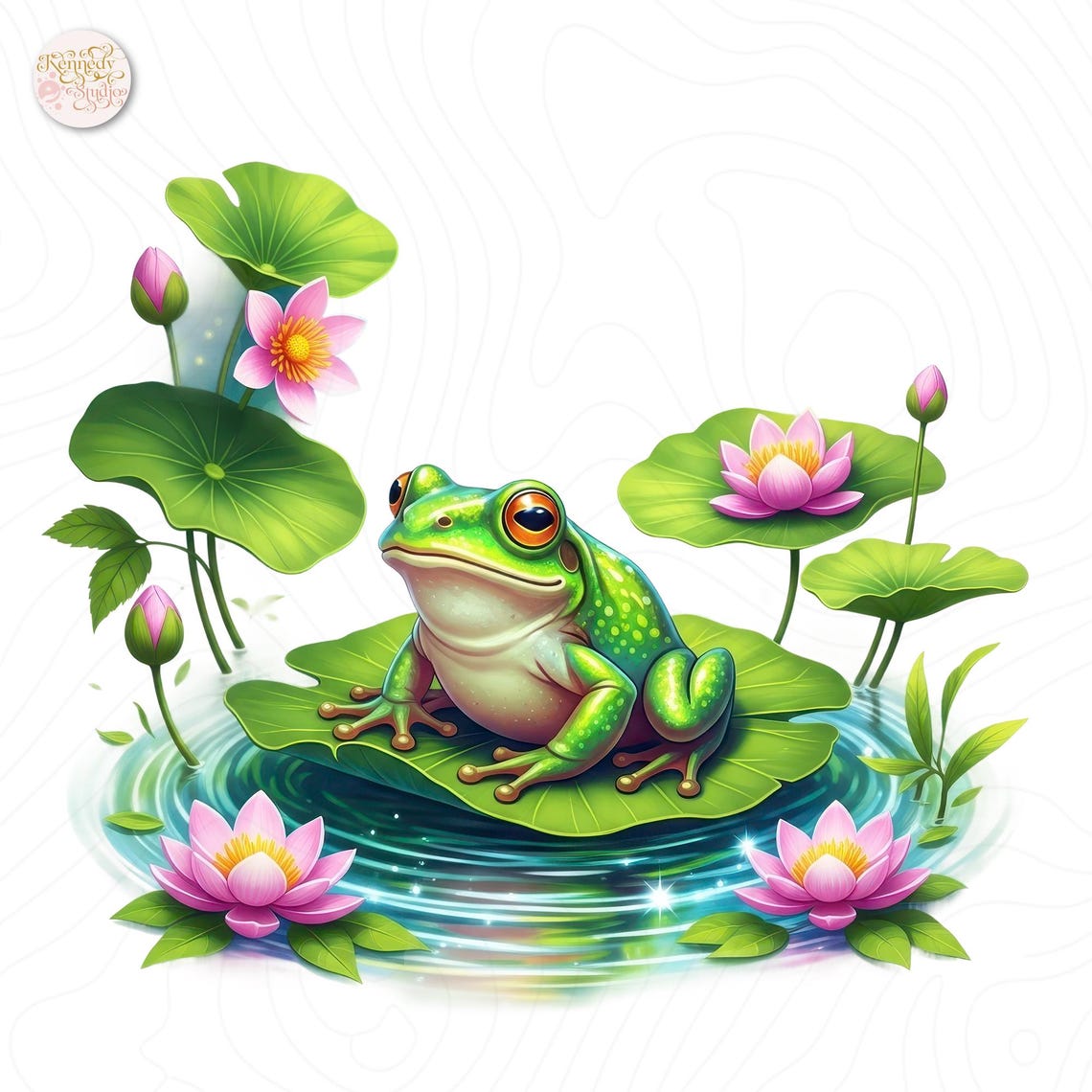 Froggy Spring Clipart PNG Cute Frog Illustration Spring Garden Kids ...