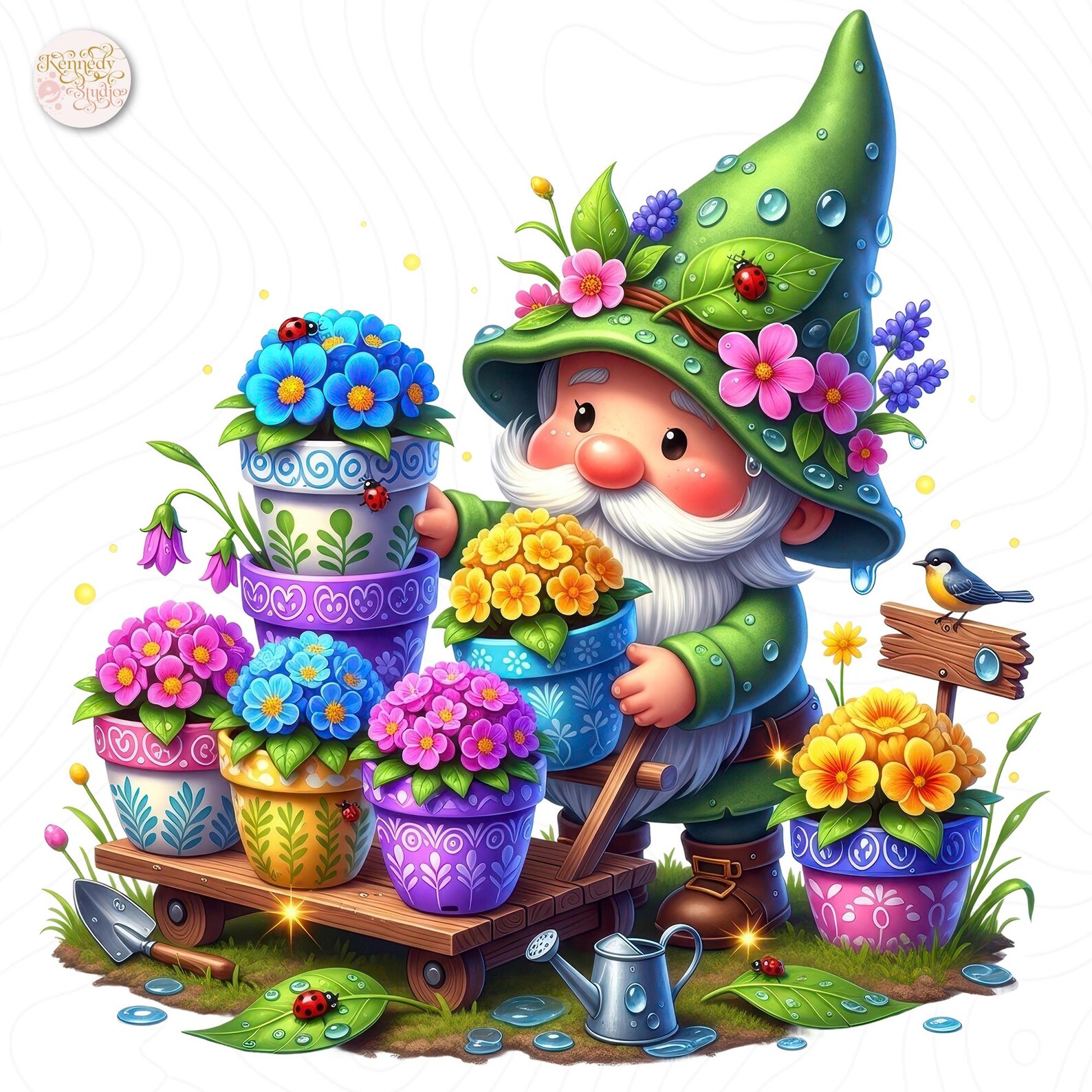 Spring Gnome Garden PNG Clipart Cute Floral Garden Spring Decor for ...
