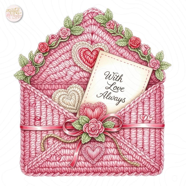 Pink Valentine Crochet Envelope PNG Clipart Handmade Love Letter ...