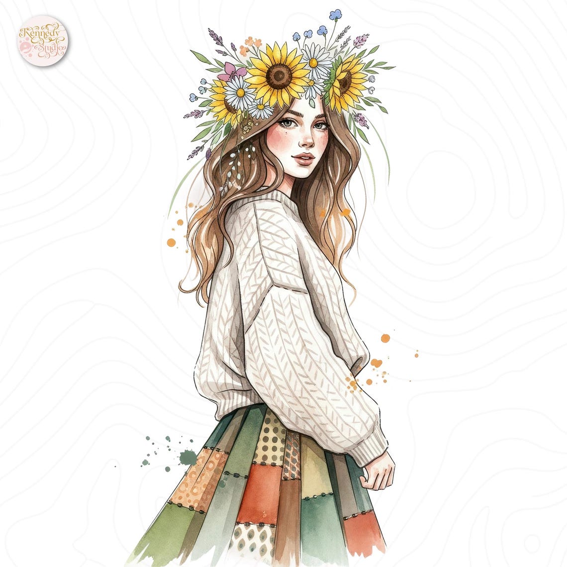 Boho Spring Floral PNG Clipart Soft Watercolor Flowers Spring ...