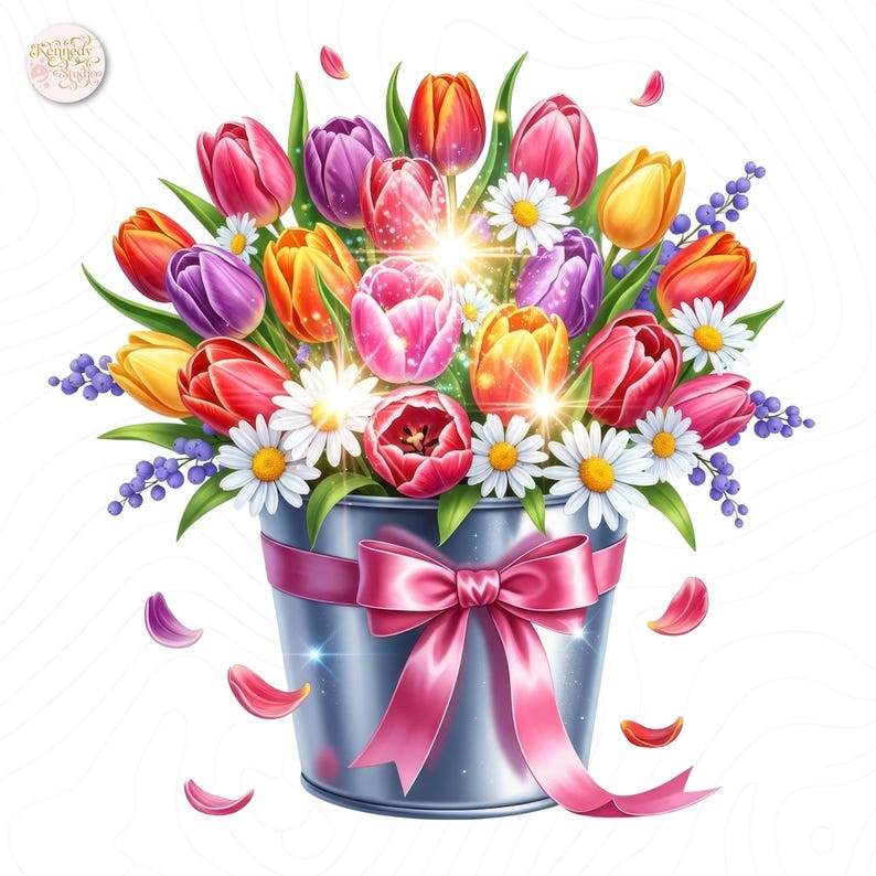 Spring Flower Bucket PNG Clipart Floral Basket Illustration Spring ...