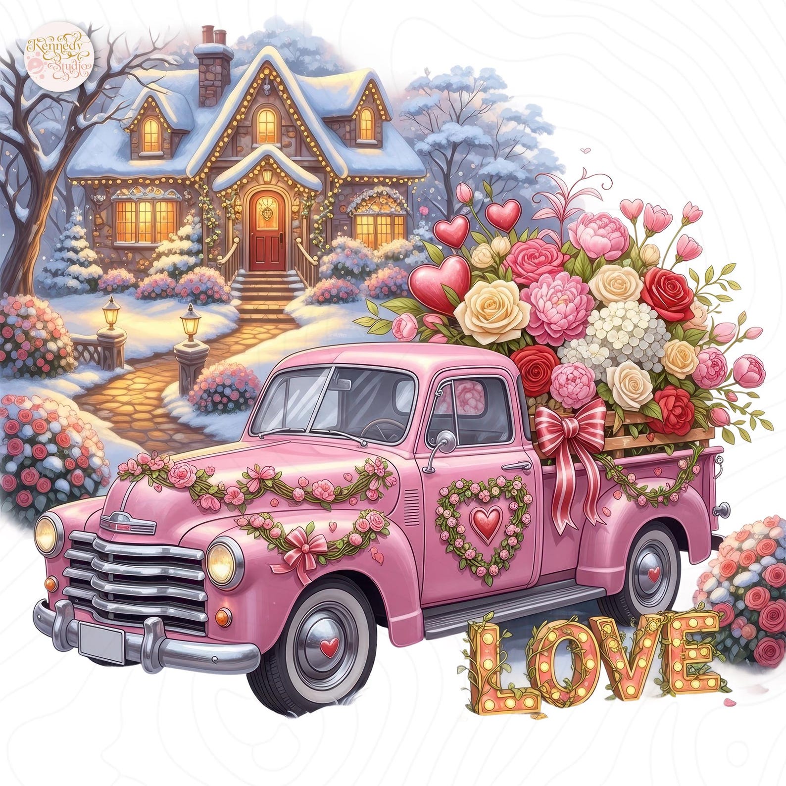 Pink Pastel Valentine PNG Clipart Bundle Cute Hearts Love Illustration ...