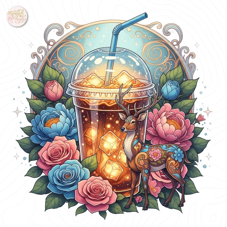 Floral Coffee Animal PNG Clipart Cute Watercolor Illustration for ...