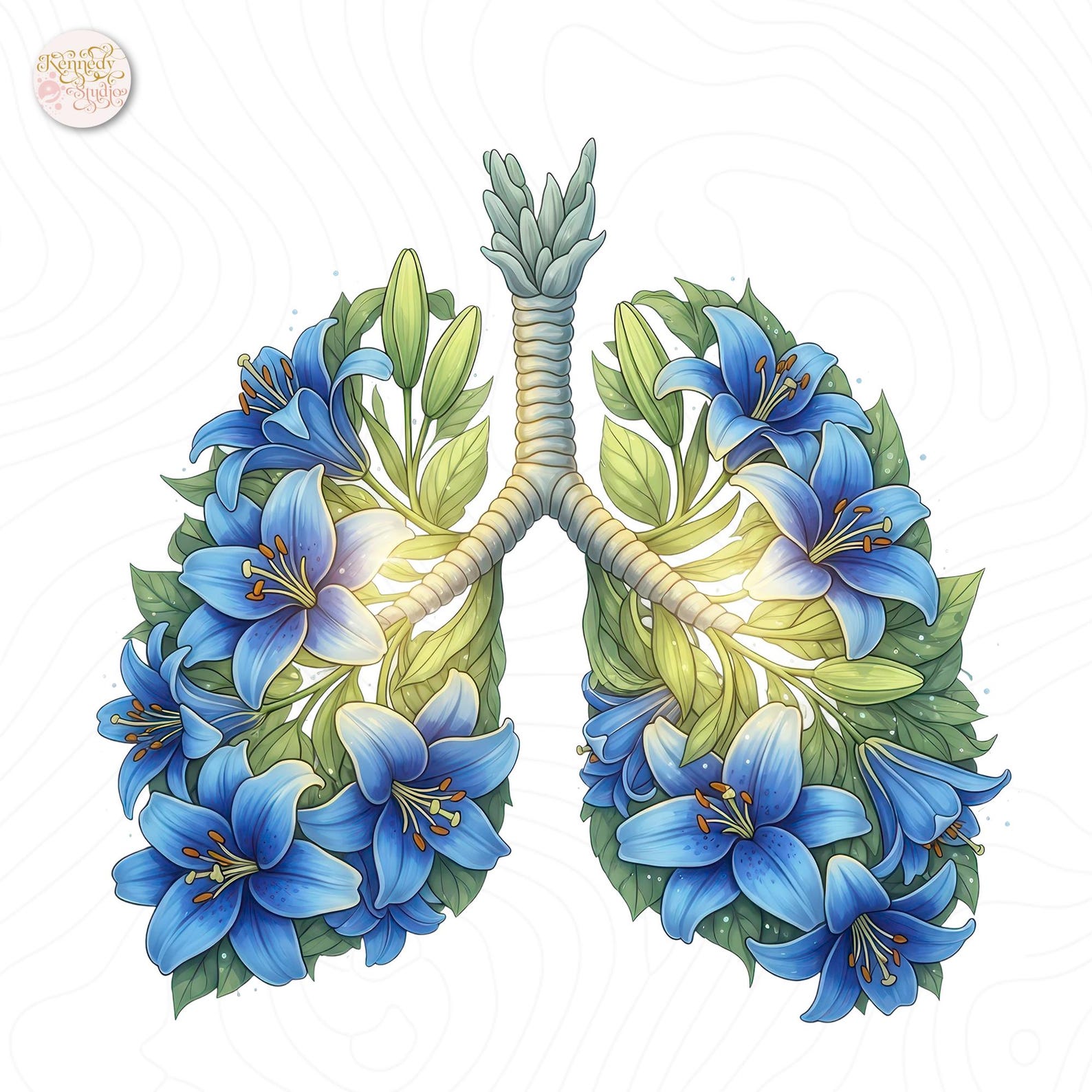 Floral Anatomical Lungs PNG Clipart, Watercolor Botanical Respiratory ...