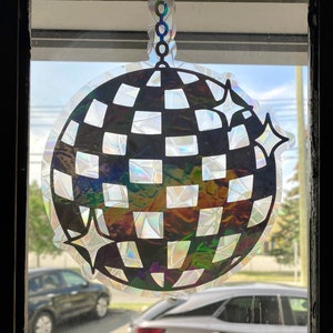 Disco Ball Suncatcher - Window Decal, Sticker, Rainbows, Retro, Disco ...