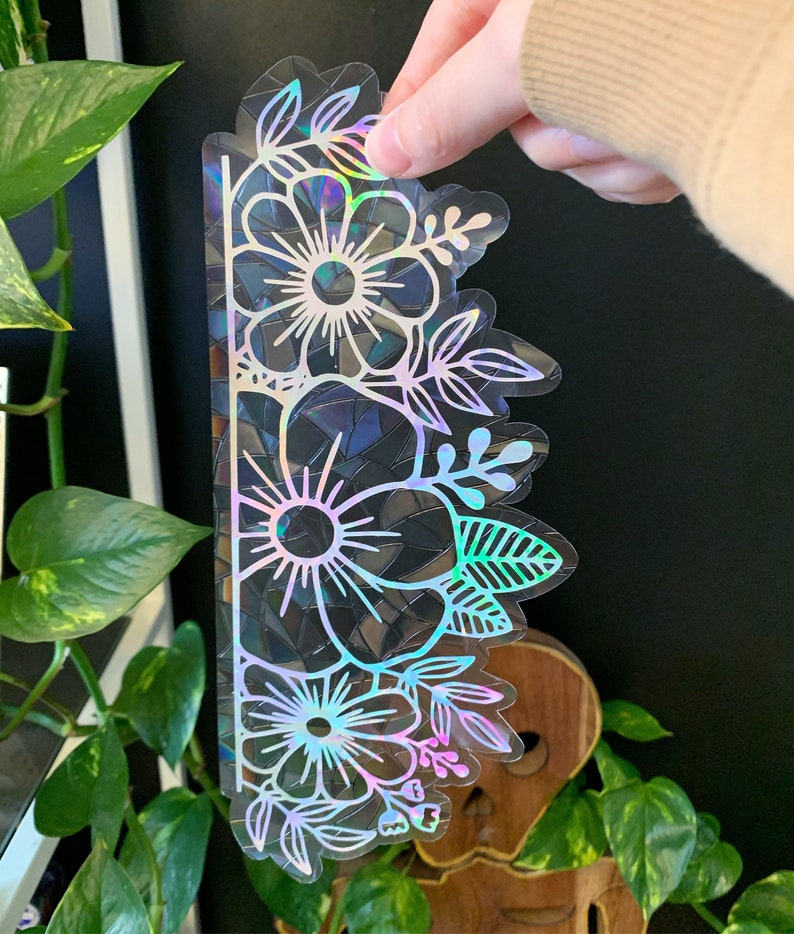 Floral Border Suncatcher Window Decal Sticker Rainbows | Etsy