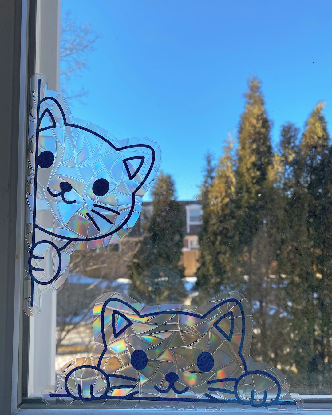 Cat Peeker Suncatcher - Rainbow Maker Window Cling, Bird Collision ...