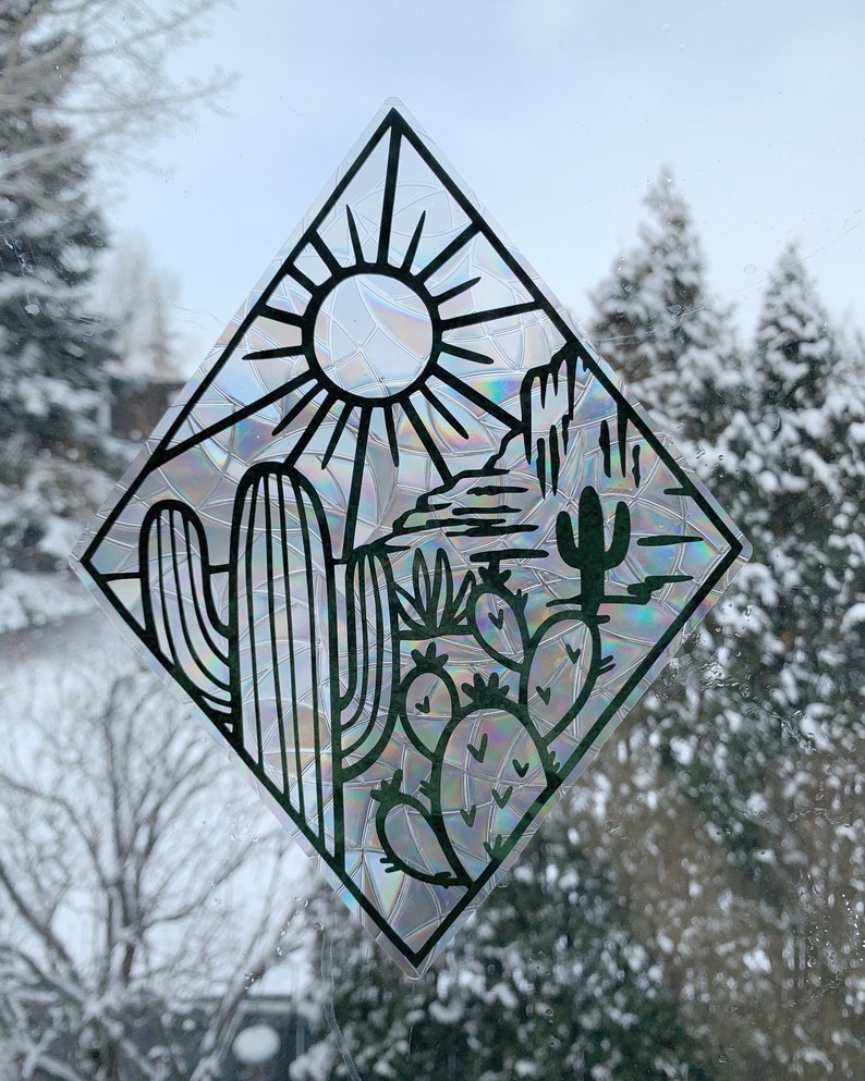 Desert Landscape Suncatcher Window Decal Sticker Rainbows - Etsy