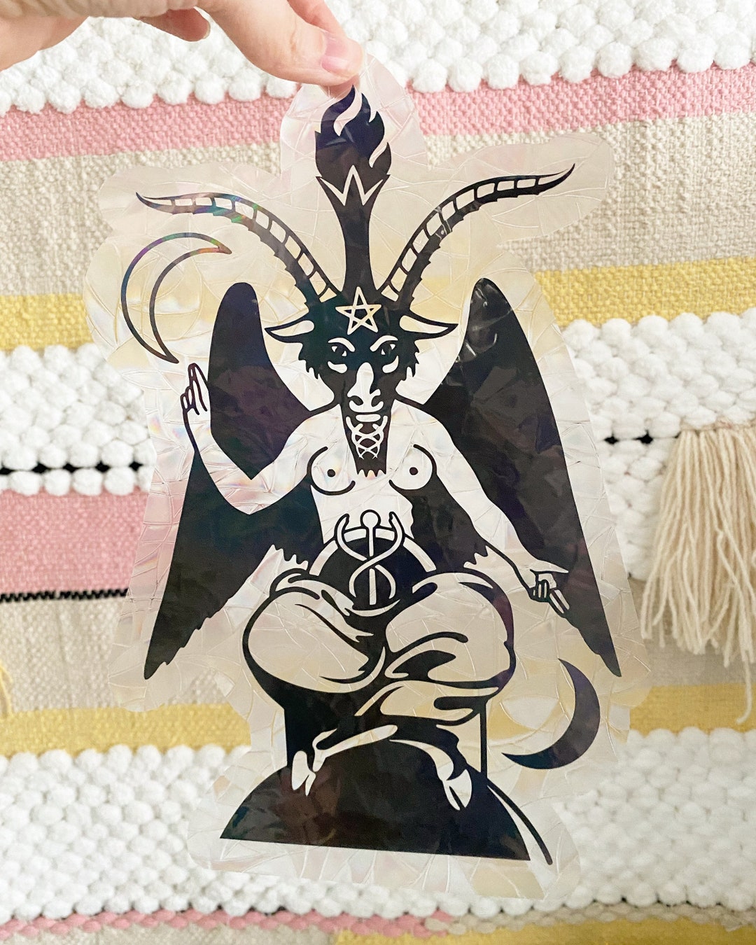 Baphomet Suncatcher Window Decal, Sticker, Rainbows, Satan, Devil, Evil ...
