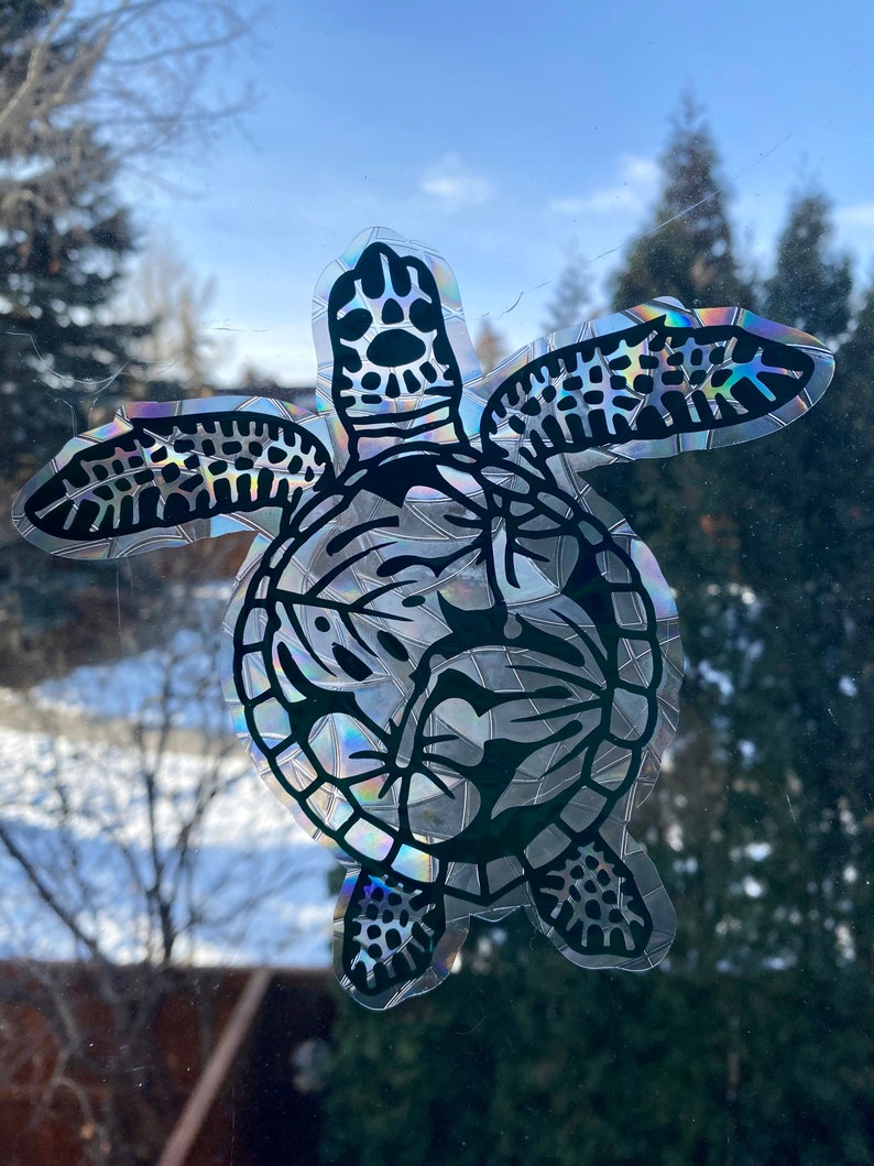 Tropical Turtle Suncatcher Window Decal Sticker Rainbows - Etsy