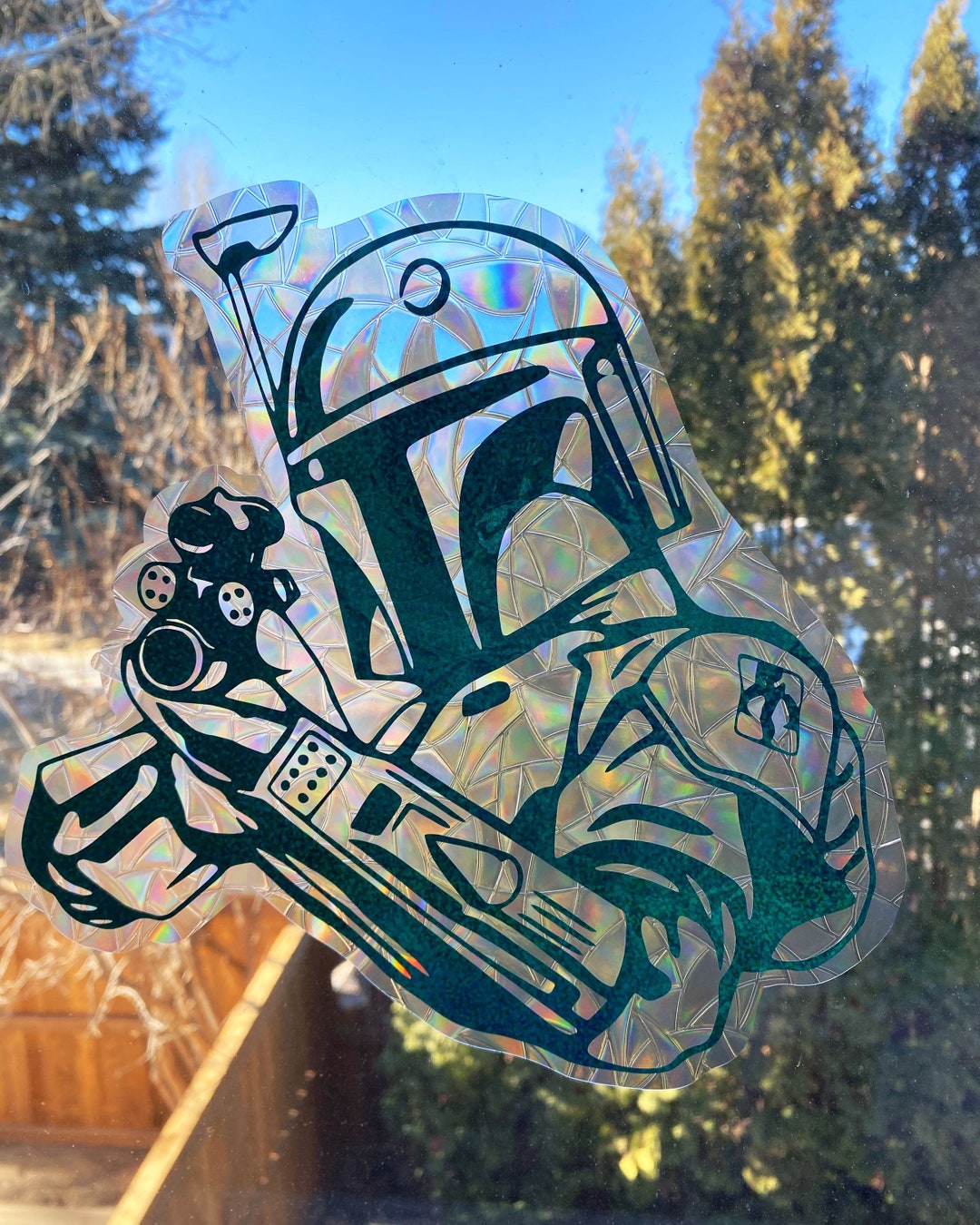 Boba Fett Suncatcher - Window Cling, Rainbow Maker, Reusable Suncatcher ...