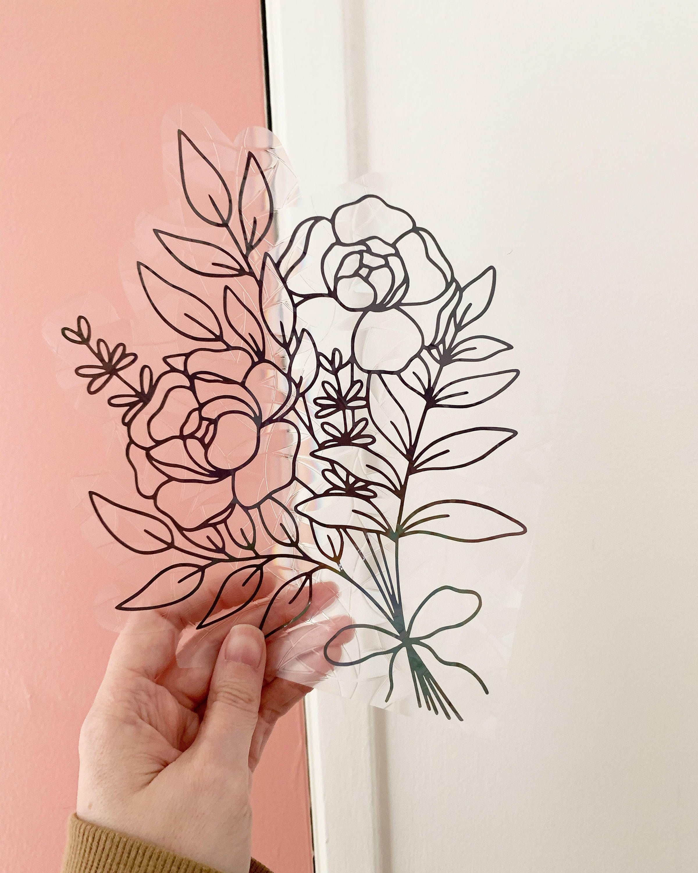 Floral Corner Suncatcher Window decal sticker rainbows | Etsy