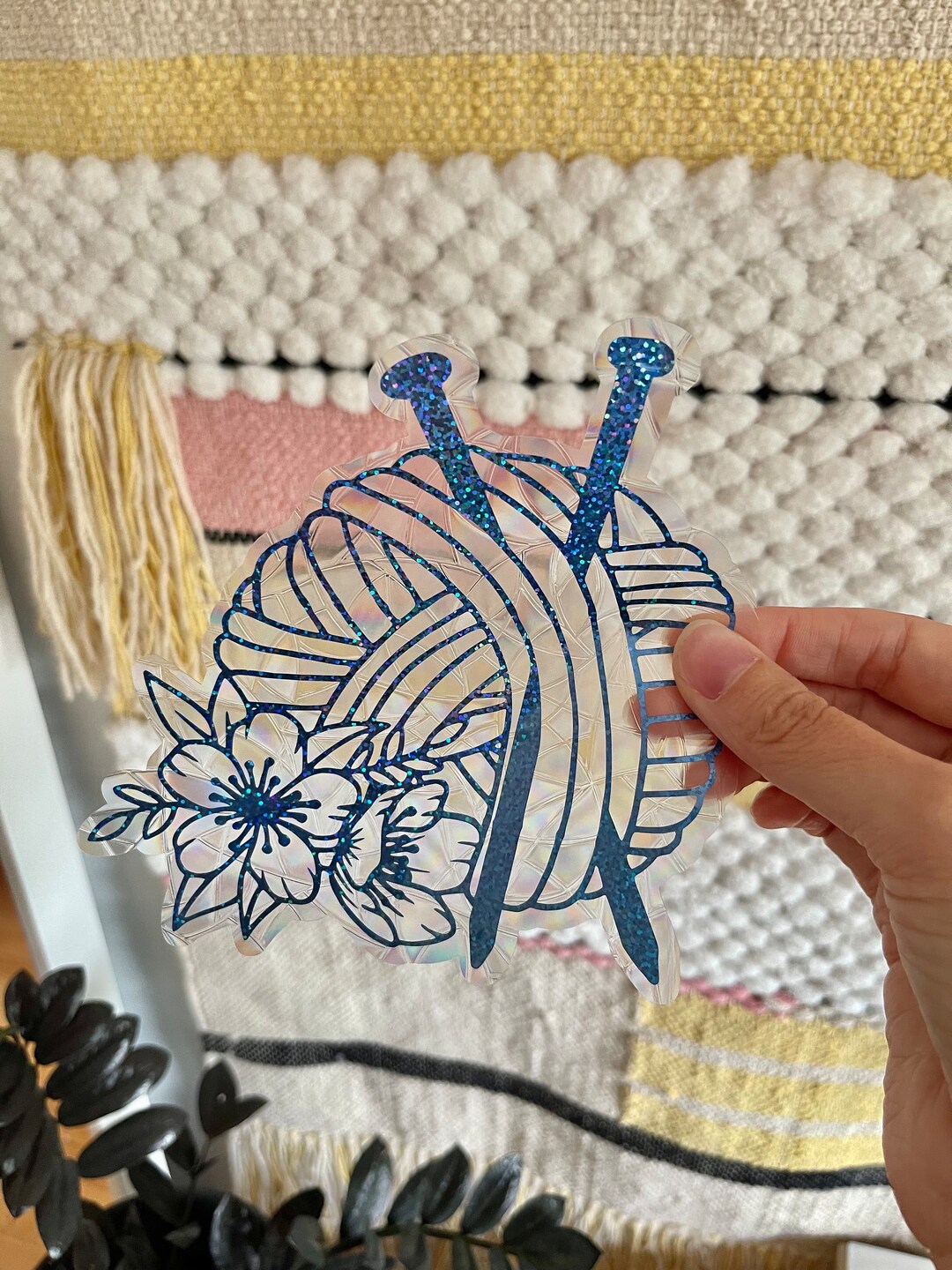 Knitting Suncatcher Window Decal, Sticker, Rainbows, Prism, Crafting ...