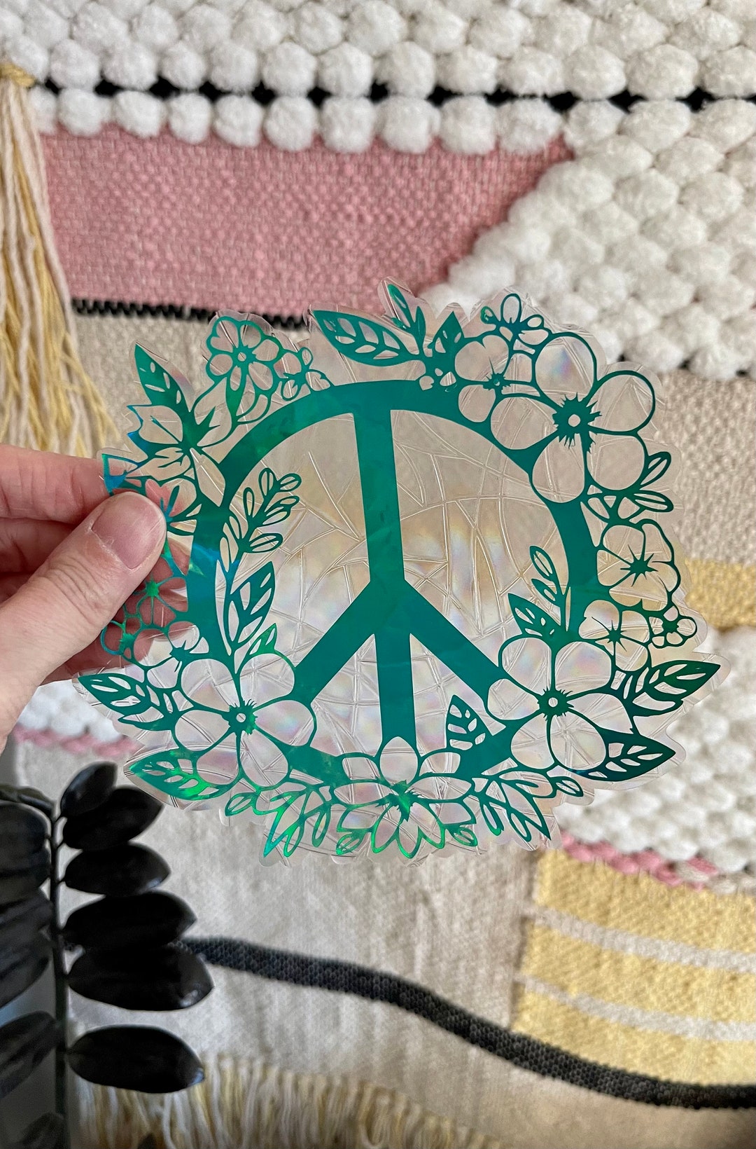 Peace Sign Suncatcher - Window Cling, Rainbow Maker, Reusable ...
