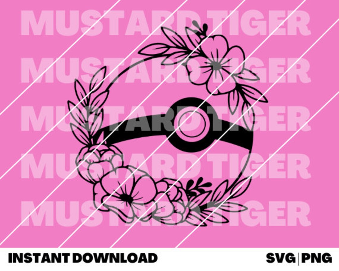 Pokeball Florals - Png, Svg Cutting File, Gamer Png Design, Pokemon Svg ...