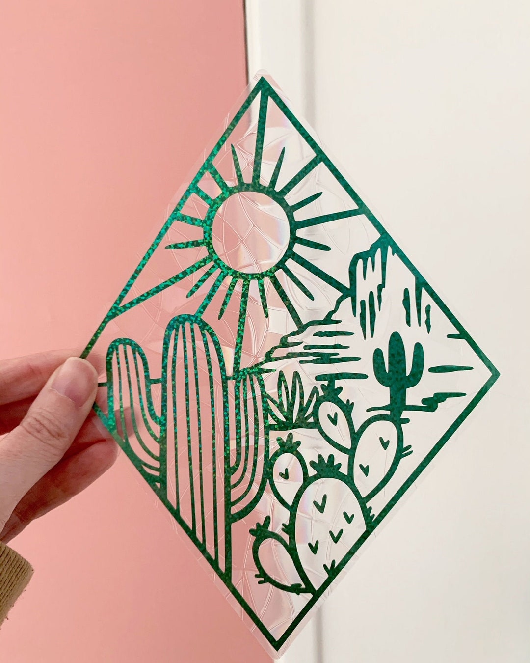 Desert Landscape Suncatcher - Window Decal, Sticker, Rainbows, Plants ...