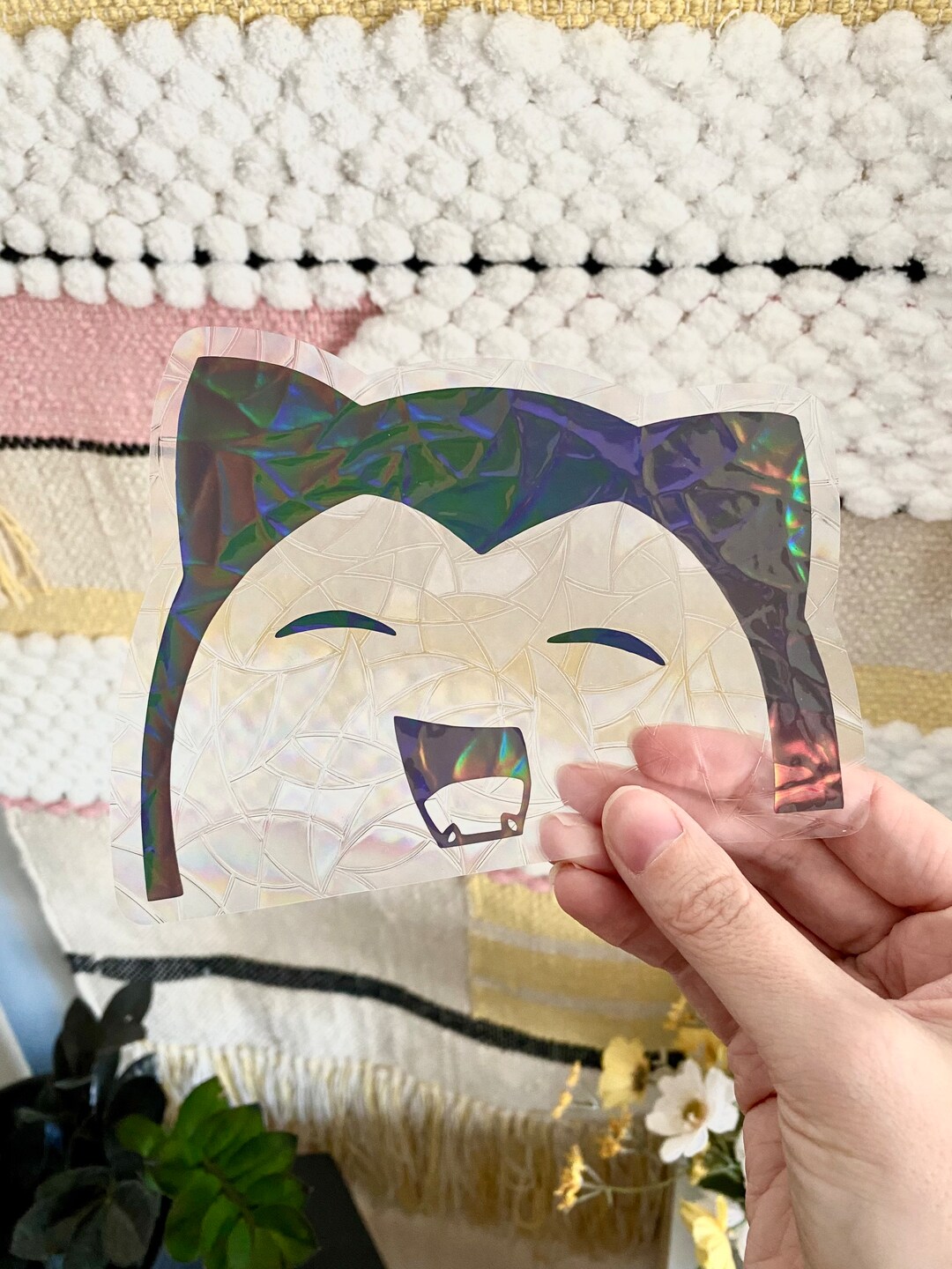 Snorlax Peeker Suncatcher - Window Cling, Rainbow Maker, Reusable ...