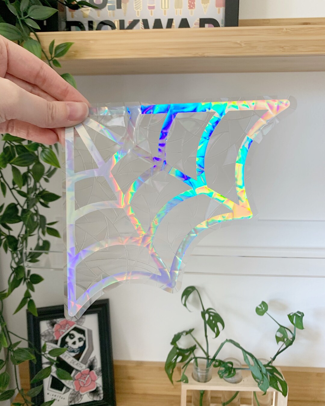 Spiderweb Corner Suncatcher Window Decal, Sticker, Rainbows, Witchy ...