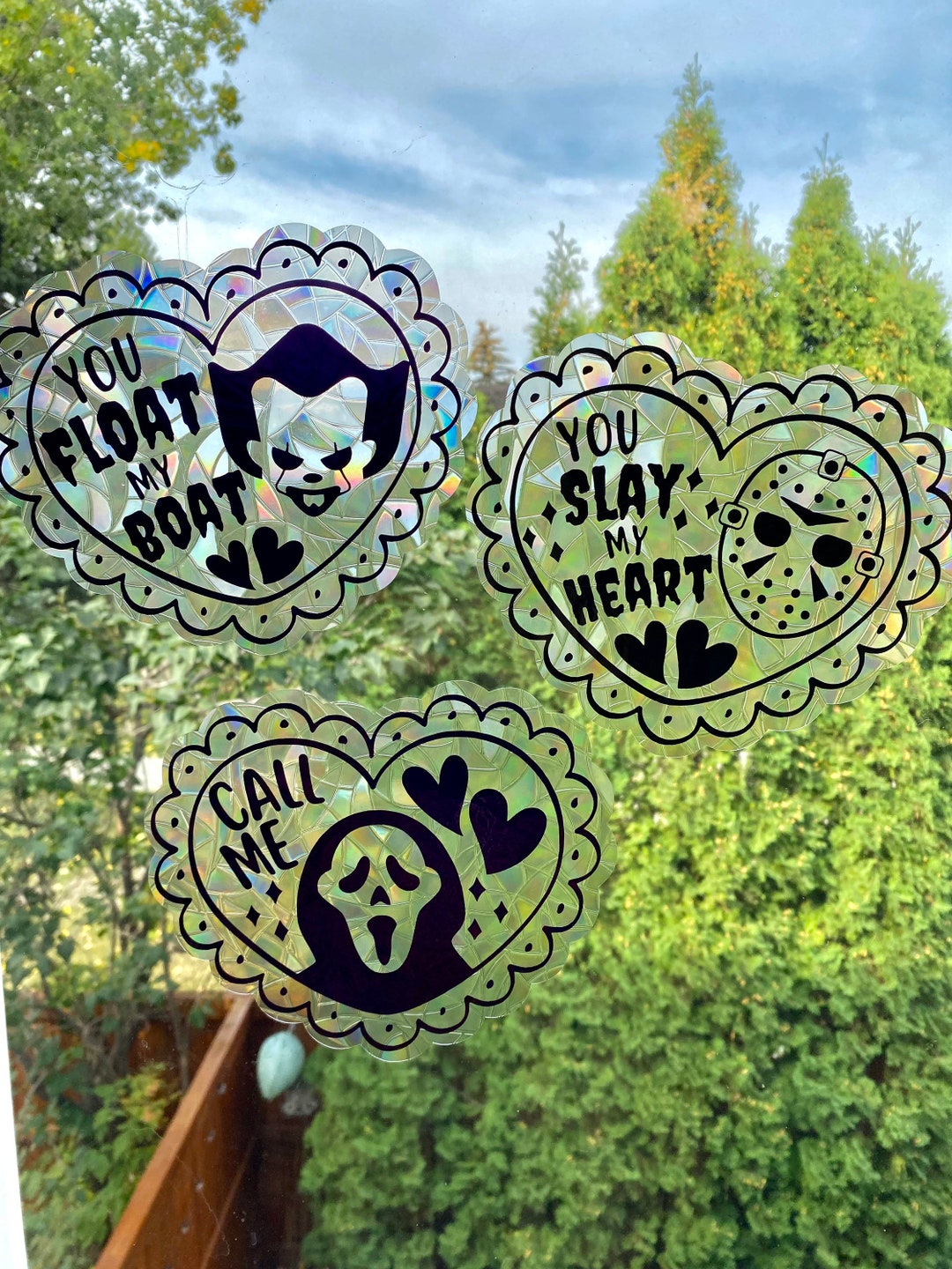 Horror Slasher Heart Suncatchers Window Decal, Sticker, Rainbows ...